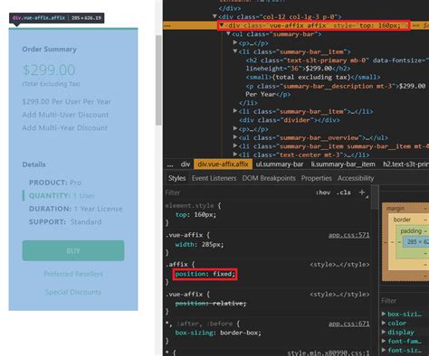 css how to make the div float on the right of the page affixed