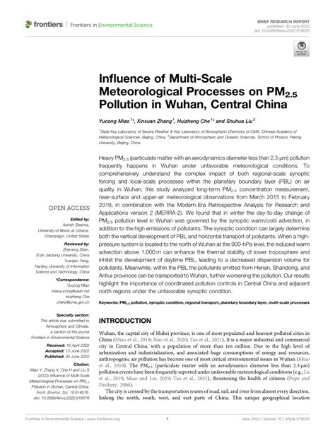 Pdf Influence Of Multi Scale Meteorological Processes On Pm2 5