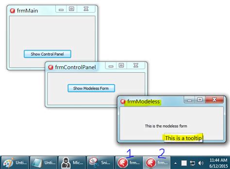 windows how to correctly have modeless form appear in taskbar stack