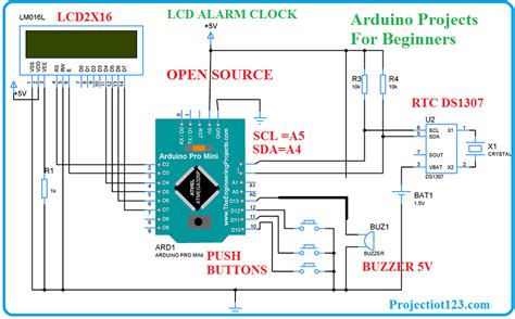 arduino alarm clock using rtc ds1307 projectiot123 technology
