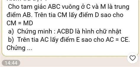Solved Cho Tam GiÃ¡c Abc VuÃ´ng áŸ C VÃ M LÃ Trung Ä‘iáƒm Cá§a Ab