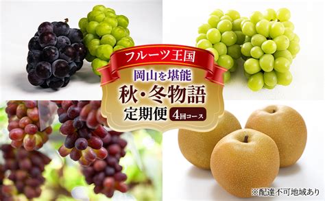 ぶどう 梨 定期便 2024年 先行予約 フルーツ王国 岡山を堪能 4回コース 秋・冬物語 葡萄 ぶどう 梨 なし 岡山県産 国産 果物