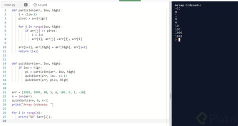 implementando quicksort con python main code platzi