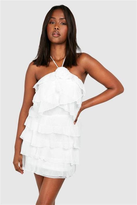 Floral Textured Tiered Mini Smock Dress Boohoo Uk