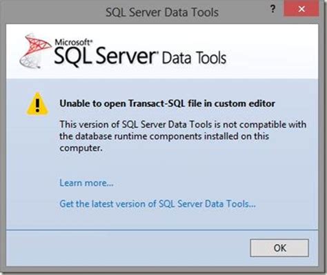 how to solve unable to open transact sql file in custom