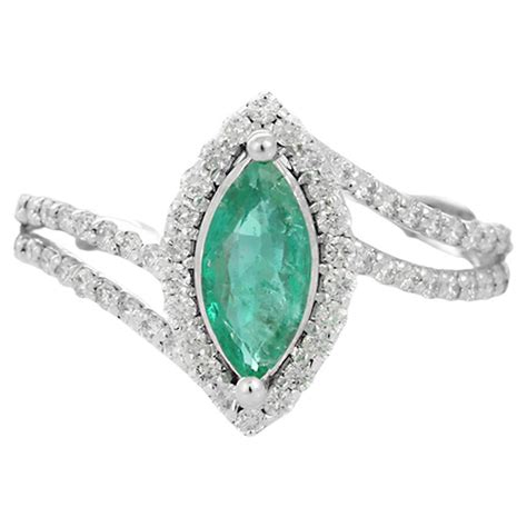 Marquise Shaped Turquoise And White Diamond Cocktail Ring 18k Satin