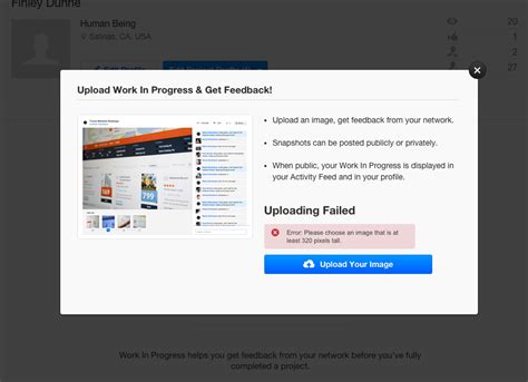 failed upload error message on behance error message messages