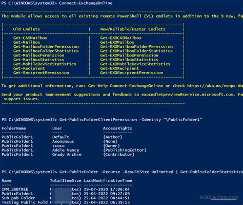 get all public folders and permissions using powershell