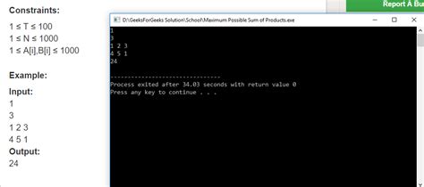 geeksforgeeks solution for maximum possible sum of products
