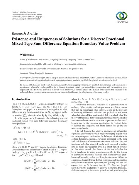 Pdf Existence And Uniqueness Of Solutions For A Discrete Fractional