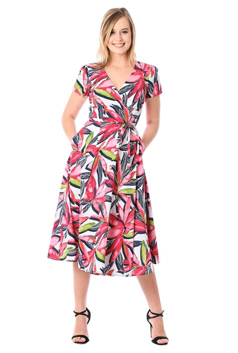 Floral Print Cotton Wrap Dress Cotton Wrap Dress Wrap Dress Size 18