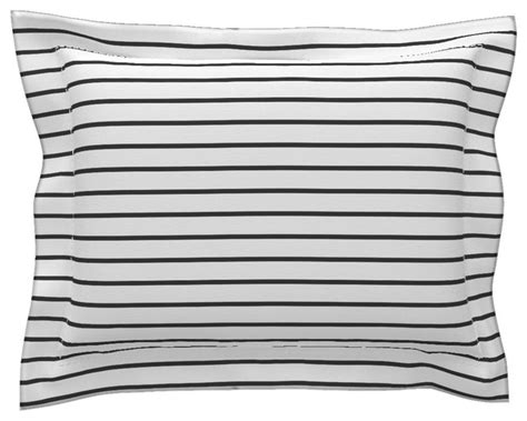 Thin Stripes Black On White Horizontal White Stripes Cotton Pillow Sham