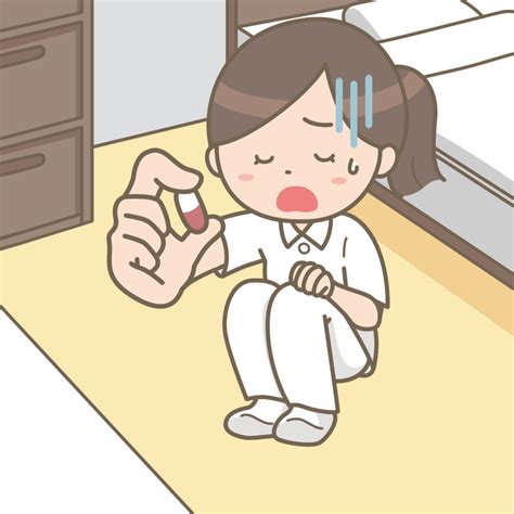 内服薬をベッドの下から発見してしまった看護師のイラスト🎨【フリー素材】｜看護roo [カンゴルー]