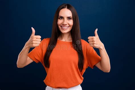 Portrait Of Good Mood Satisfied Person With Long Hairstyle Wear Stylish