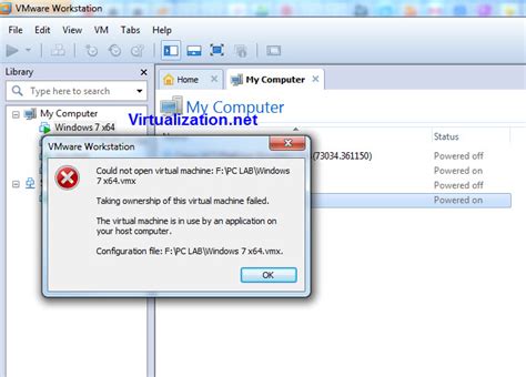 taking ownership of vm fails vm appears to be in use stuck in state