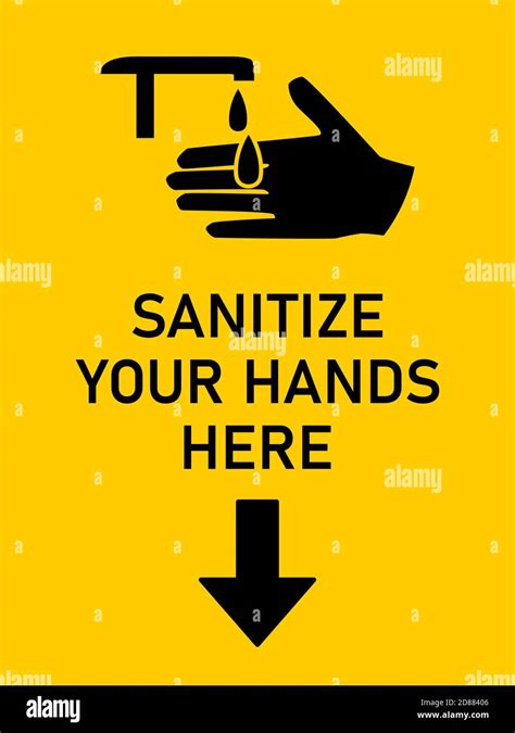 Sanitize Your Hands Here Vertical Warning Sign With An Aspect Ratio Of