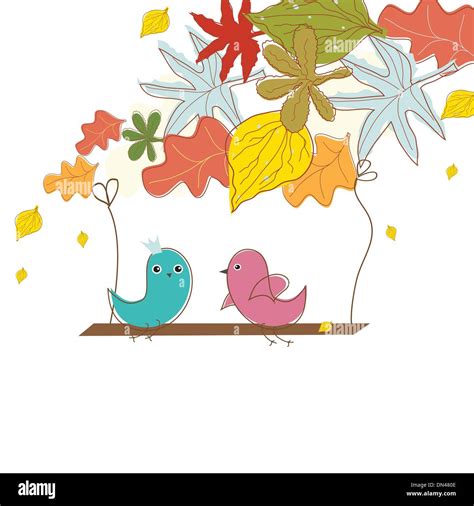 Cute Greetings Card With Birds On A Swing Stock Vector Image And Art Alamy