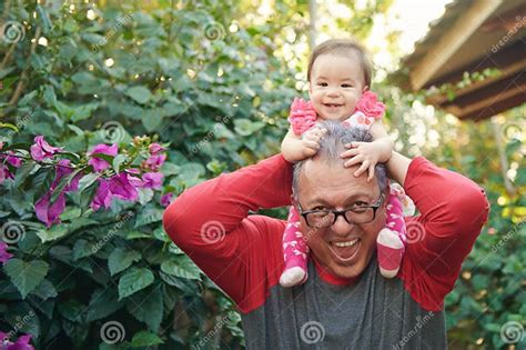 Happy Grandpa And Granddaughter Stock Image Image Of Happy Girl