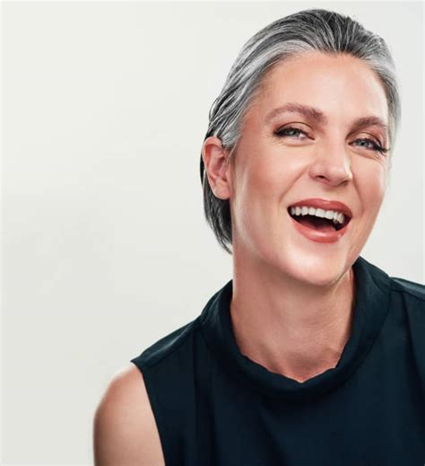 120 Aging Gracefully Beautiful Mature Woman With Silver Hair Portrait