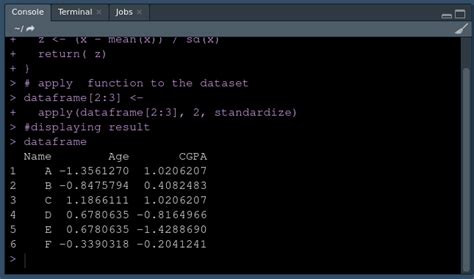 how to standardized a column of r dataframe geeksforgeeks