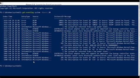 get eventlog cmdlet for eventlog information in powershell youtube