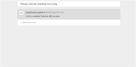 php call to a member function all on array after update from