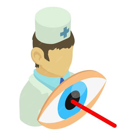 Icono De Cirugía Láser Vector Isométrico Oftalmólogo Rayo Láser Icono