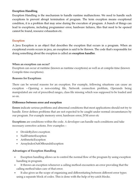 exception handling 1 java programming language class computer