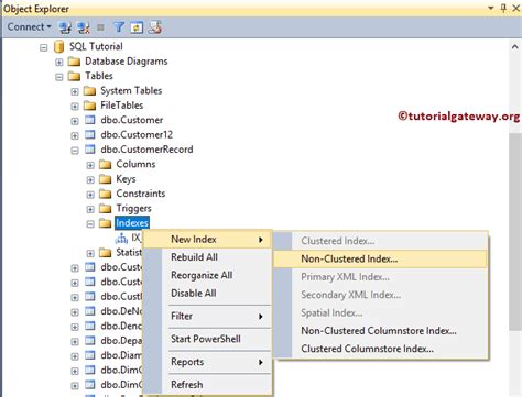 non clustered index in sql server