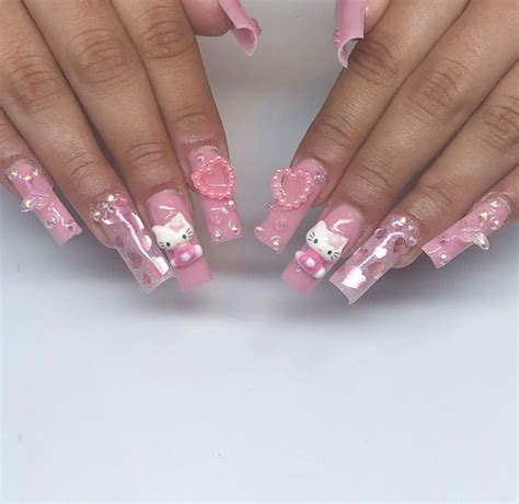 Alloralyn Hello Kitty Nails Nail Designs Valentines Pink Acrylic Nails