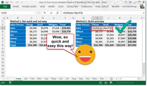 how to sum across multiple sheets in a workbook how to excel