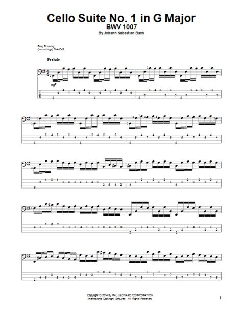 Cello Suite No 1 In G Major Bwv 1007 By Johann Sebastian Bach Sheet