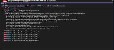 fix error msb4018 the “resolvepackageassets” task failed unexpectedly