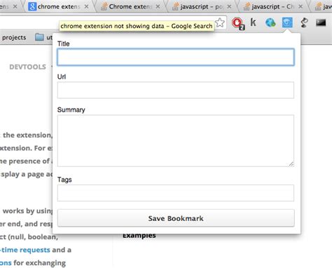 javascript chrome extension not populating form with web data stack
