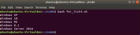 bash loop through a list of strings linux hint