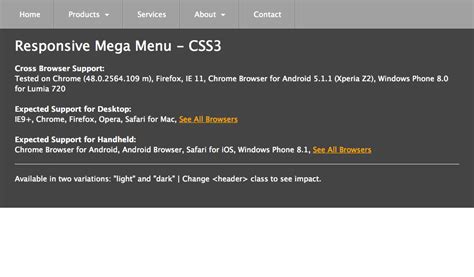 responsive mega menu css3 mega menu browser support menu