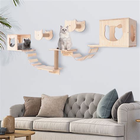 Miumaeov 9pcs Wall Mounted Cat Wall Shelves And Perches Set Floating