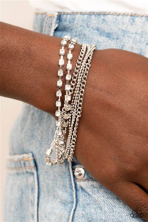 Secretly Sassy White Bracelet Paparazzi Accessories Bedazzle Me
