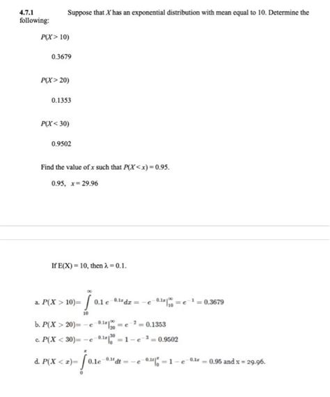 Solved 4 7 1 Following Suppose That X Has An Exponential