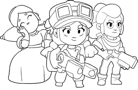 Dibujo De Equipo De Jessie Shelly Y Piper De Brawl Stars Para Colorear