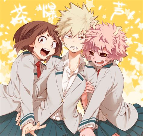 Midoriya Izuku Uraraka Ochako Bakugou Katsuki And Ashido Mina Boku
