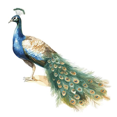 Premium Vector Watercolor Peacock Illustration On White
