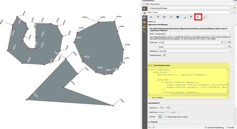 labeling qgis expression for label text to display vertex coordinates