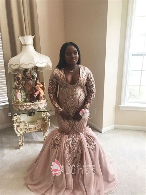 Rose Gold Sequin Na Tulle Unique Plus Size Prom Dress Lunss