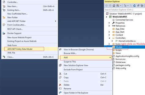 asp implementing webgrid in mvc step by step