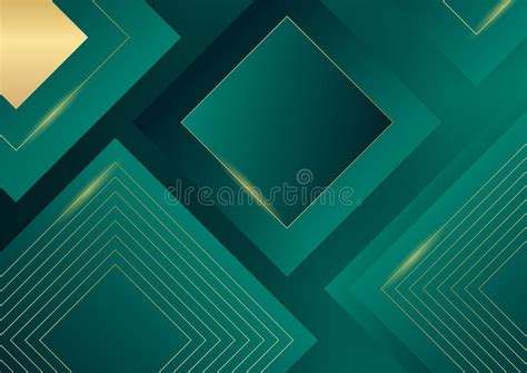 Abstract Green Luxury Background With Golden Line On Dark Realistic