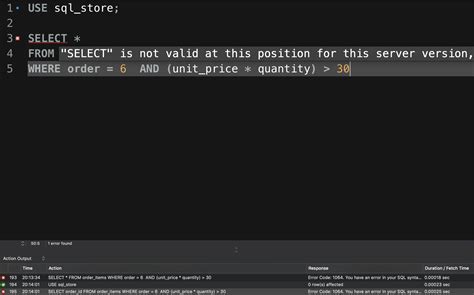 mysql why are they showing syntax error for the given query stack