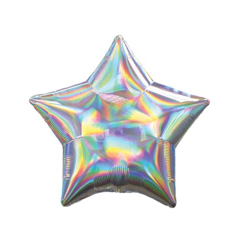 Holographic Iridescent Star Foil Balloon Silver 45cm Big W