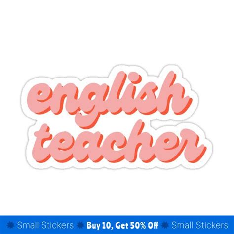 English Teacher Sticker In Light Pink Sticker For Sale By Wildeandco