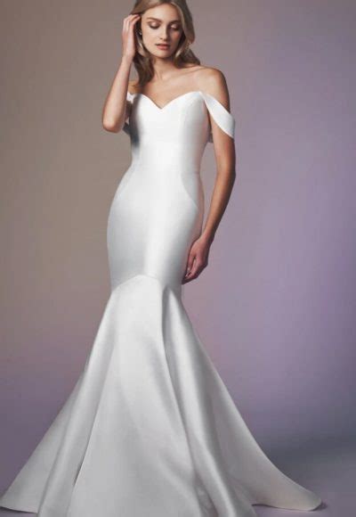 Spaghetti Strap V Neckline Sheath Wedding Dress With Slit Kleinfeld